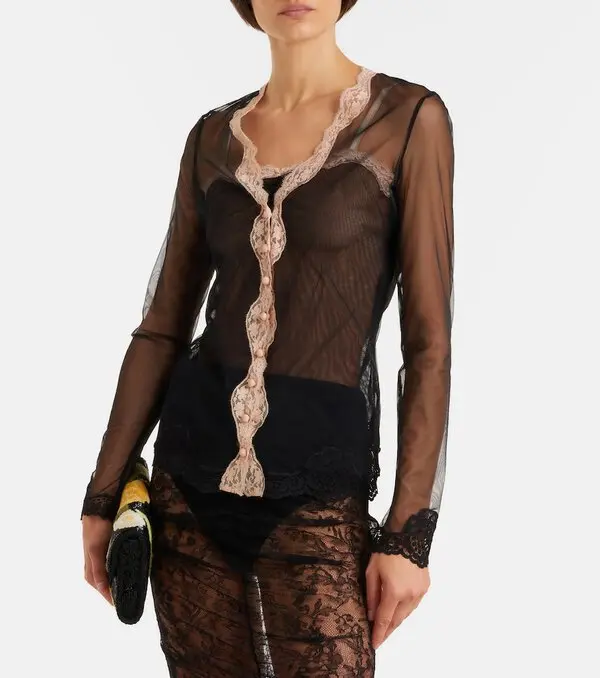 Valentino Garavani Sheer Lace-trimmed Cardigan