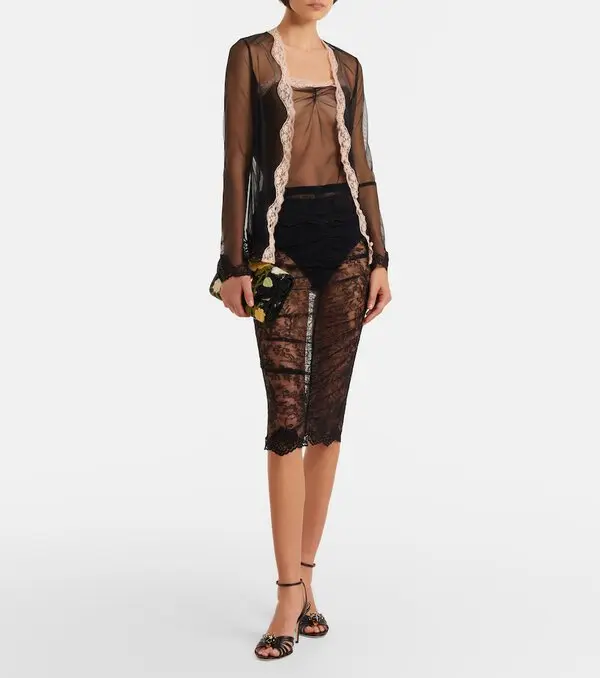 Valentino Garavani Sheer Lace-trimmed Cardigan