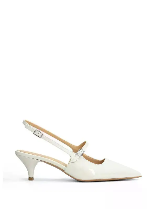 FRATELLI RUSSO Patent-finish Slingback Pumps - White