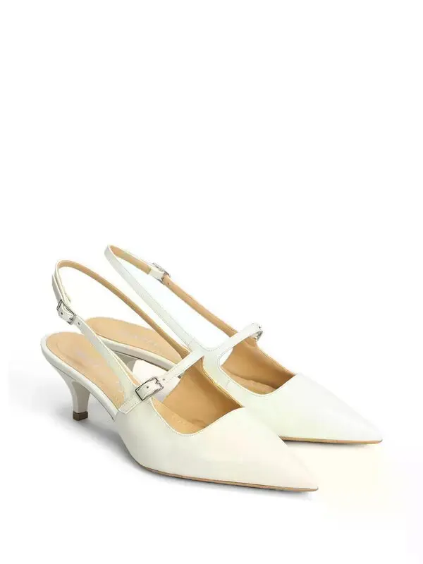 FRATELLI RUSSO Patent-finish Slingback Pumps - White
