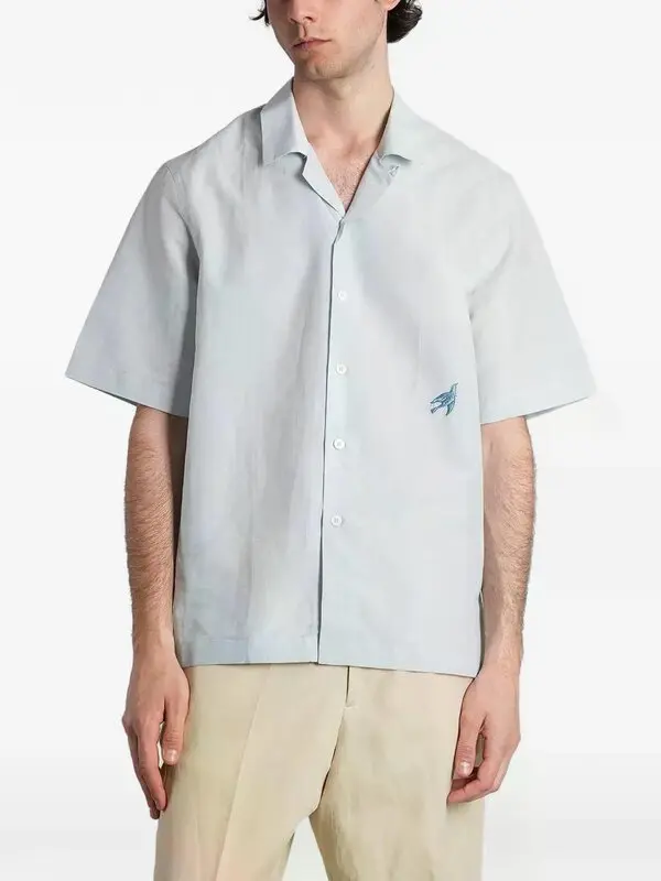 Paul Smith Bird-embroidered Short-sleeve Shirt - Blue