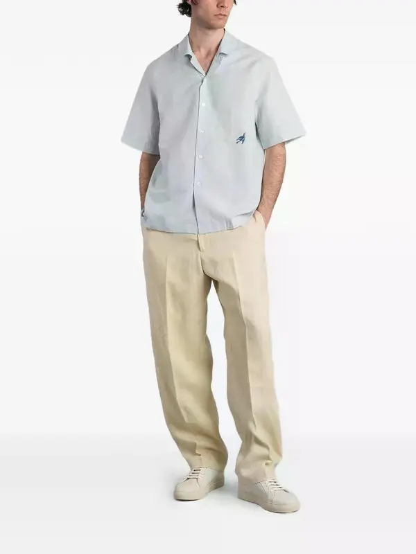 Paul Smith Bird-embroidered Short-sleeve Shirt - Blue