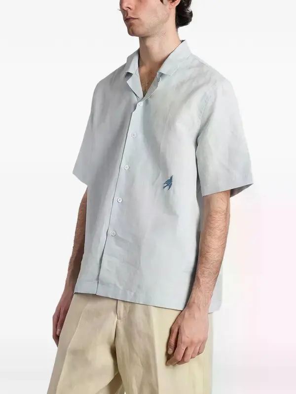 Paul Smith Bird-embroidered Short-sleeve Shirt - Blue