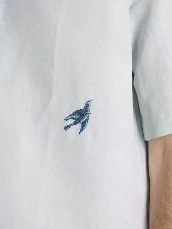 Paul Smith Bird-embroidered Short-sleeve Shirt - Blue