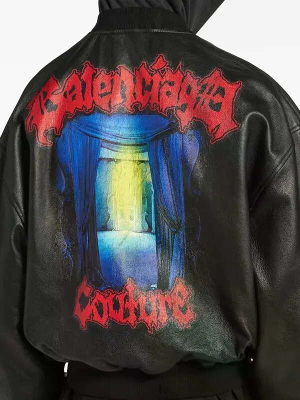 Balenciaga Salon De Couture Leather Bomber Jacket