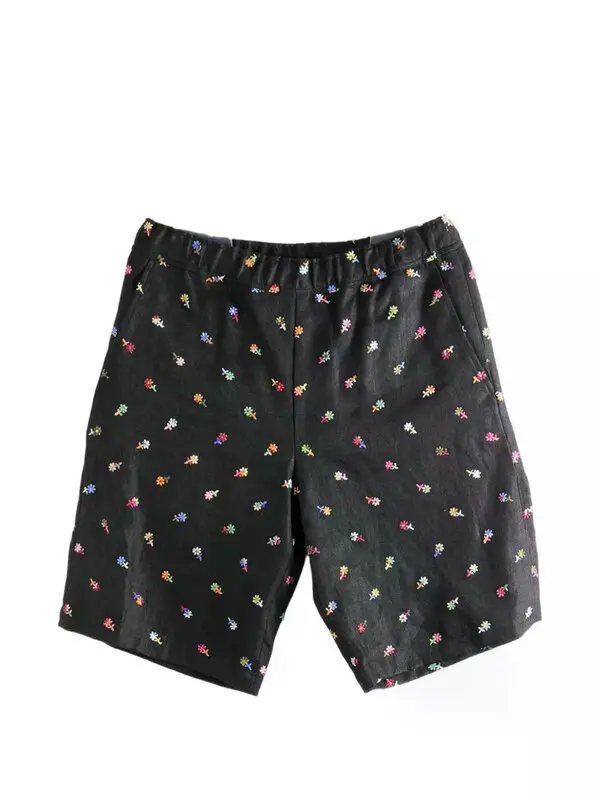 VOWELS Floral-embroidered Shorts