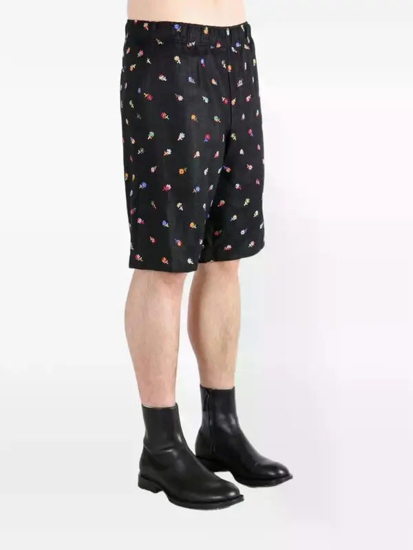 VOWELS Floral-embroidered Shorts