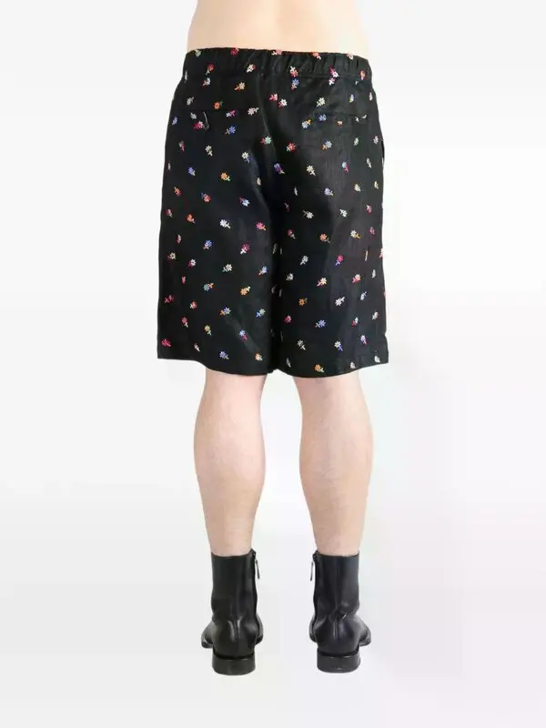 VOWELS Floral-embroidered Shorts