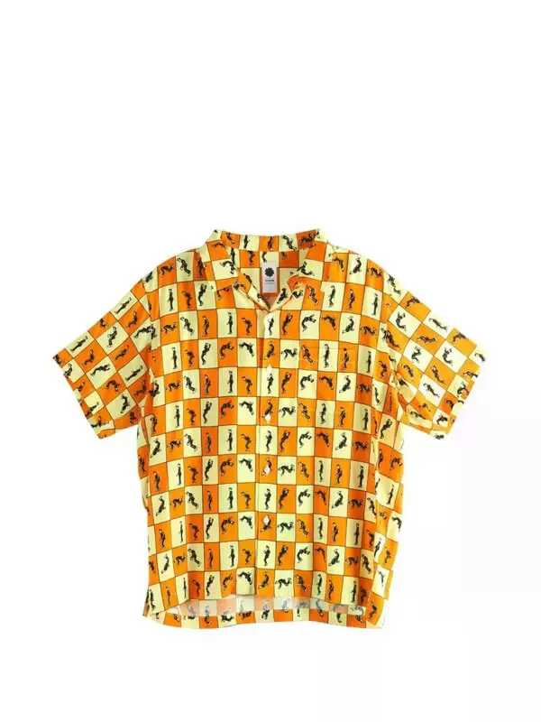 VOWELS Elvis Check-print Camp-collar Shirt