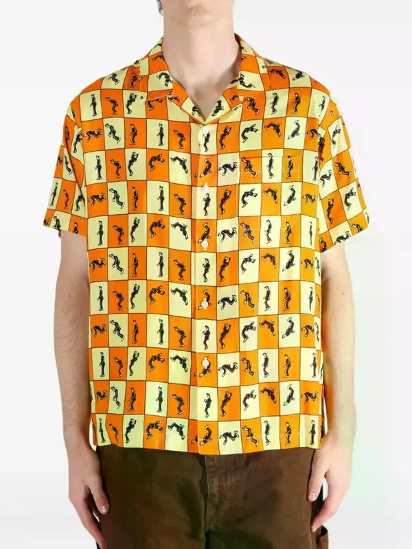 VOWELS Elvis Check-print Camp-collar Shirt