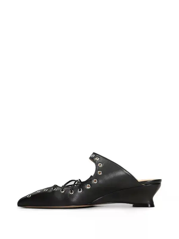 ALCHIMIA Eyelet-embellished Lace-up Mules - Black
