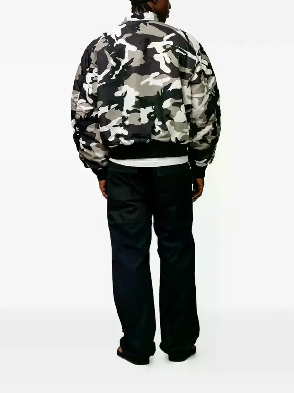 StÜssy Camouflage Print Hooded Bomber Jacket