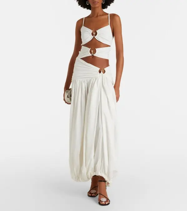 Christopher Esber Orbit Cutout Ruched Jersey Maxi Dress