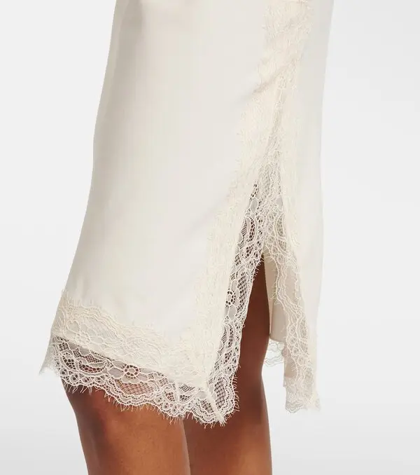 RÓHE Lace-trimmed Satin Slip Skirt