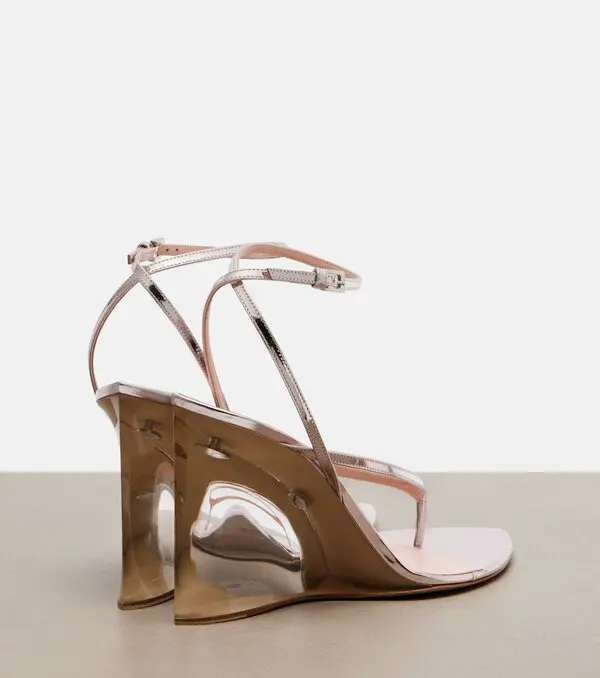 Alaïa Invisible Leather Wedge Thong Sandals