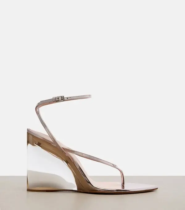 Alaïa Invisible Leather Wedge Thong Sandals