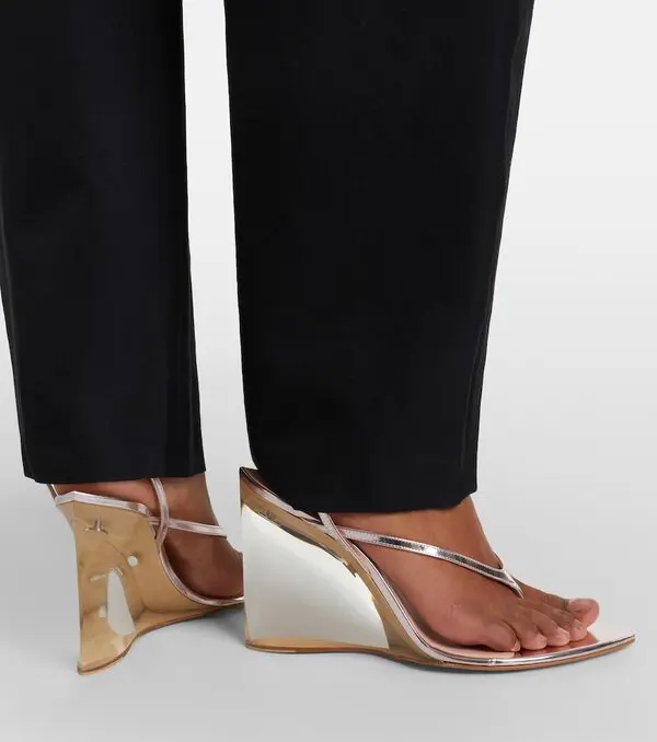 Alaïa Invisible Leather Wedge Thong Sandals