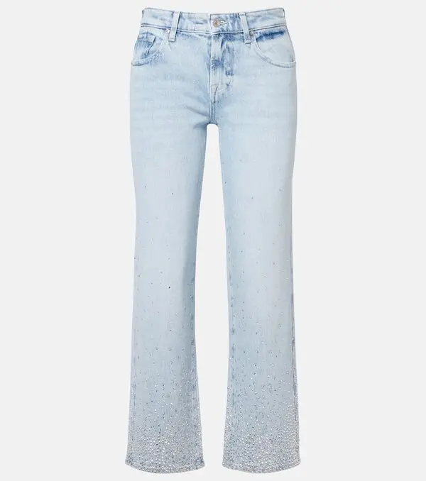7 For All Mankind Calie Embellished Straight Jeans - Blue