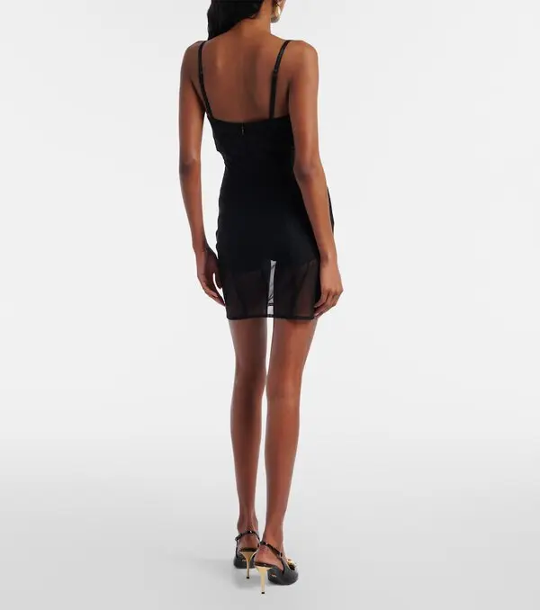 Dolce & Gabbana Ruched Sheer Tulle Mini Dress
