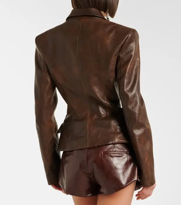 Magda Butrym Belted Leather Shorts