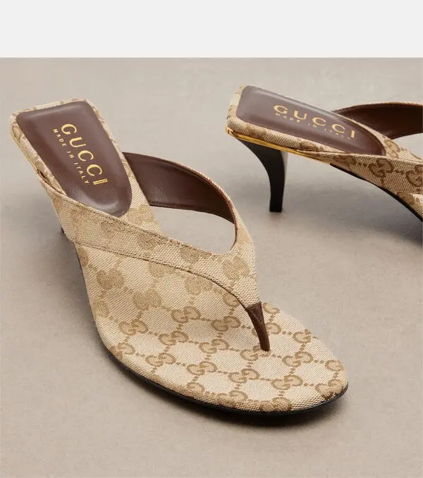 Gucci Vittoria Gg Canvas Thong Sandals