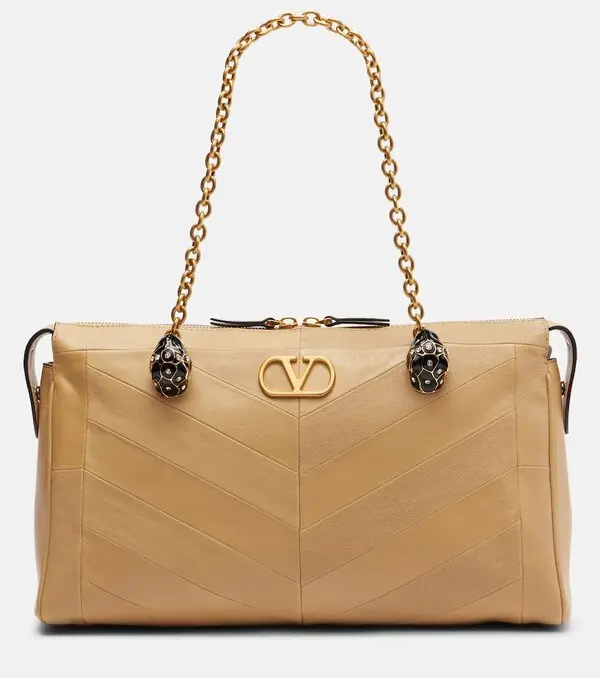 Valentino Garavani Panthea Vlogo Leather Shoulder Bag