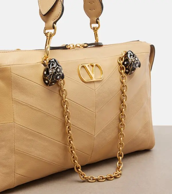 Valentino Garavani Panthea Vlogo Leather Shoulder Bag