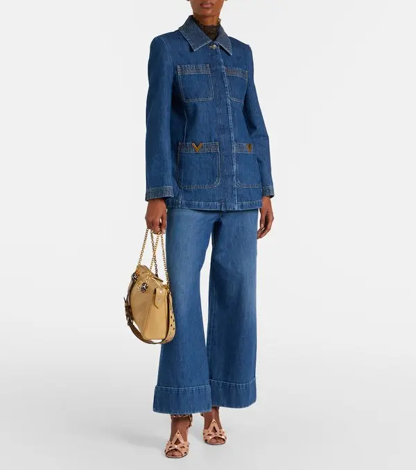 Valentino Garavani Panthea Vlogo Leather Shoulder Bag