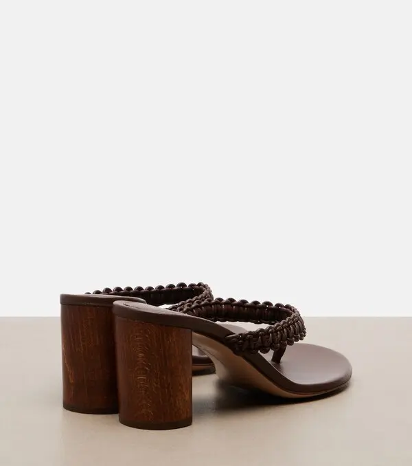 GIANVITO ROSSI Braided Leather Thong Heeled Sandals