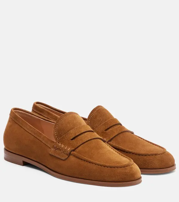 GIANVITO ROSSI Georgie Suede Penny Loafers - Brown