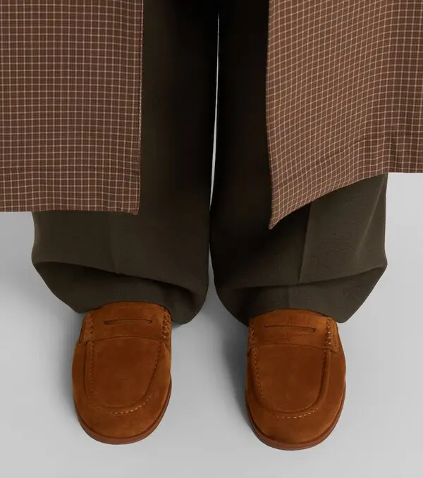 GIANVITO ROSSI Georgie Suede Penny Loafers - Brown