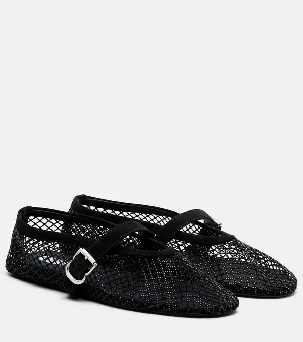 Alaïa Embellished Fishnet Ballet Flats