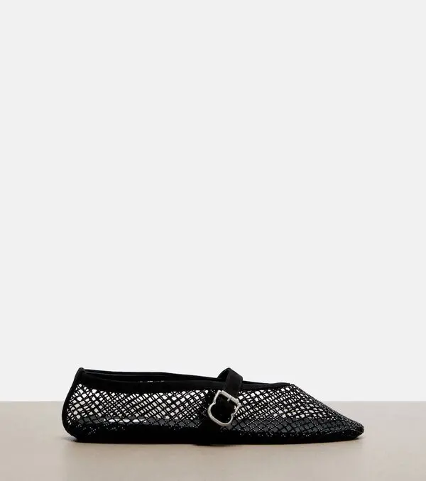 Alaïa Embellished Fishnet Ballet Flats