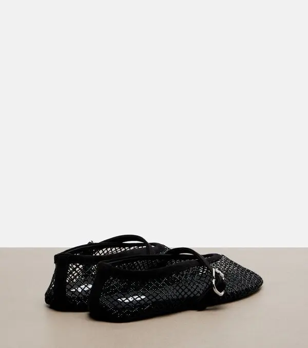 Alaïa Embellished Fishnet Ballet Flats