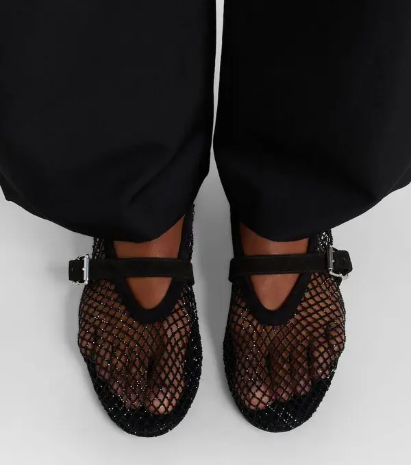 Alaïa Embellished Fishnet Ballet Flats