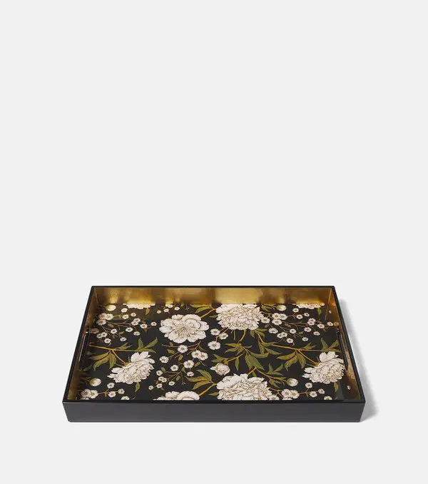 LES-OTTOMANS Floral Lacquered Wood Tray
