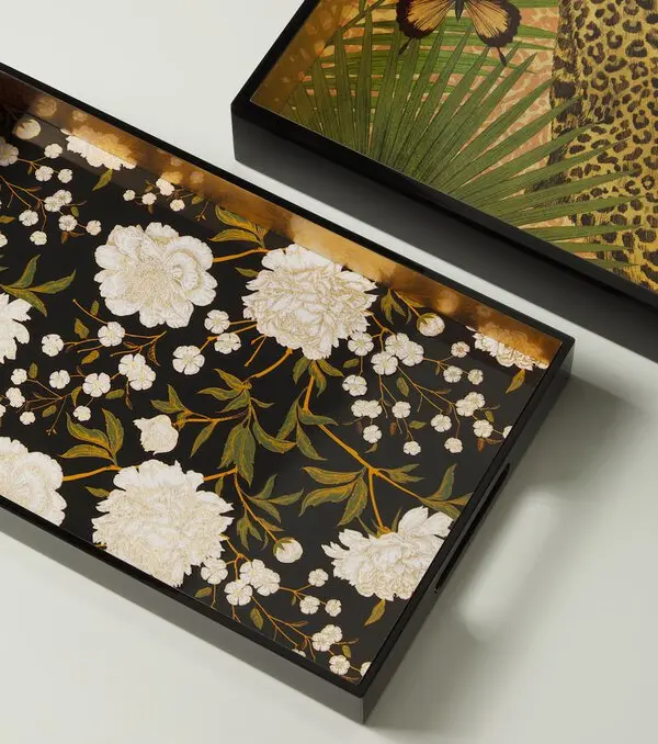 LES-OTTOMANS Floral Lacquered Wood Tray
