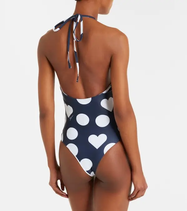 Jacquemus Bastide Printed Halterneck Swimsuit - Blue