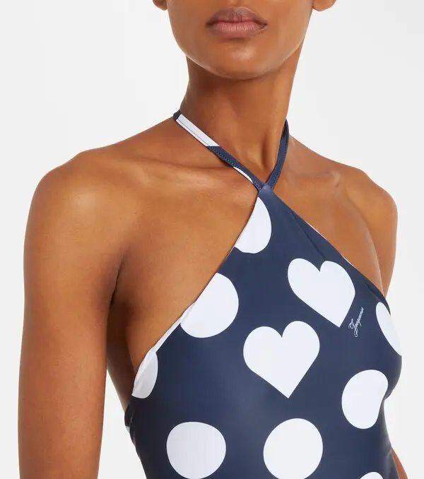 Jacquemus Bastide Printed Halterneck Swimsuit - Blue