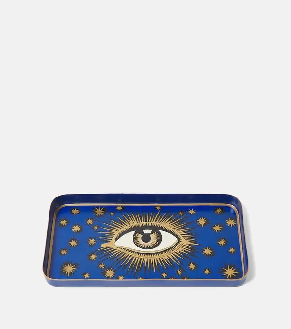 LES-OTTOMANS All Seeing Eye Iron Tray - Blue