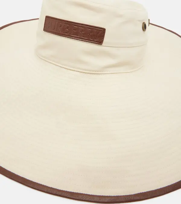 Burberry Leather-trimmed Cotton-blend Sun Hat