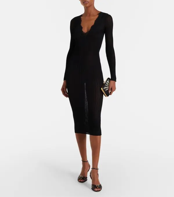 Valentino Garavani Ribbed-knit Midi Dress