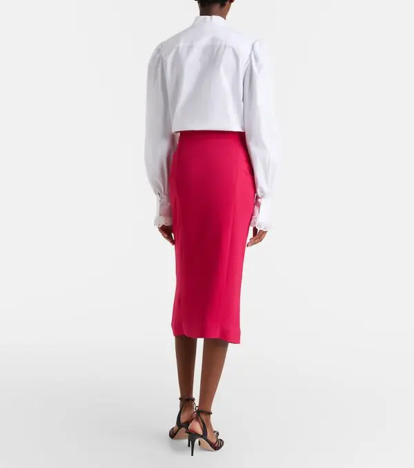 Valentino Garavani Gathered Crepe Pencil Skirt - Pink