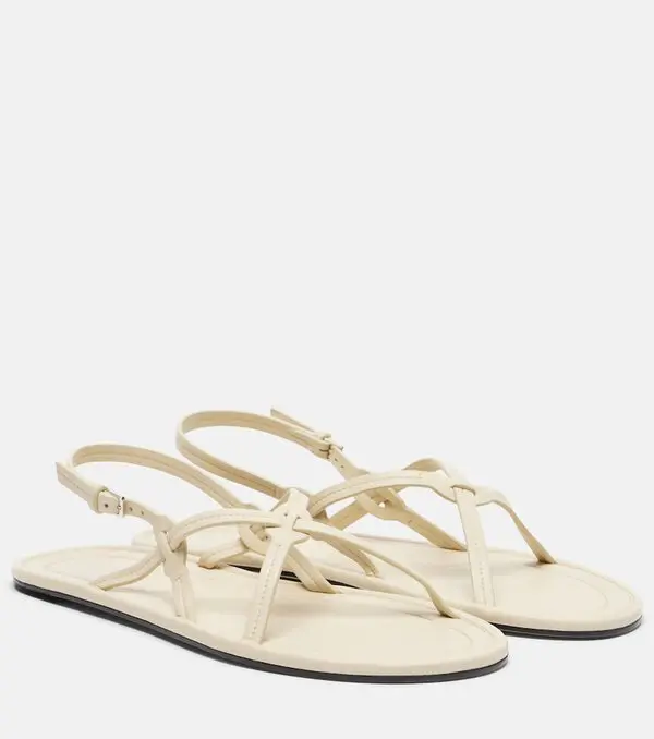 THE ROW Malick Leather Strap Sandals - White