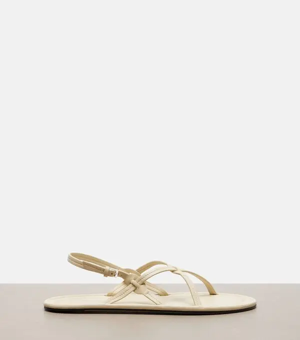 THE ROW Malick Leather Strap Sandals - White