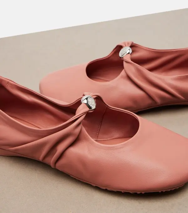 Loewe Pebble Leather Mary Jane Flats - Pink