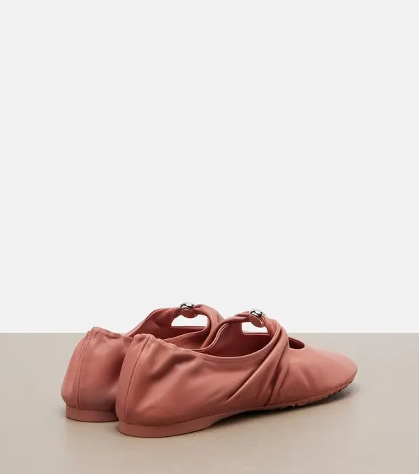 Loewe Pebble Leather Mary Jane Flats - Pink