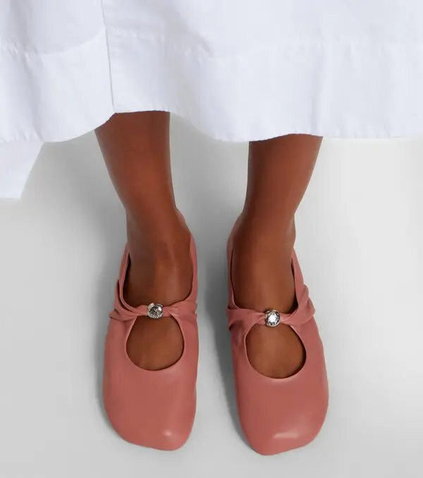 Loewe Pebble Leather Mary Jane Flats - Pink