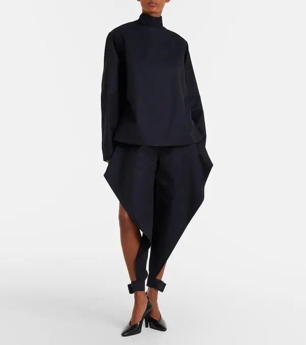 Alaïa Ruffled Cotton Gabardine Tapered Pants