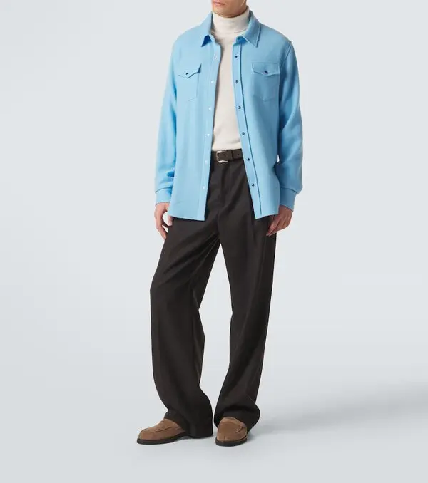 GOD'S TRUE CASHMERE Lagoon Cashmere Shirt With Lapis Lazuli - Blue